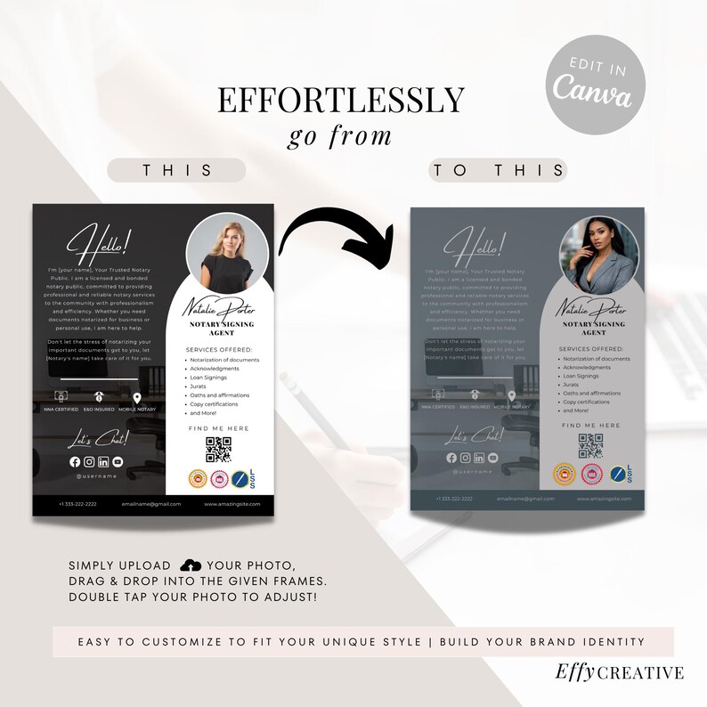 Notary Marketing Template Bundle: Business Card, Flyer (canva Editable ...
