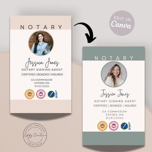 Notary ID Badge Template, Notary Badge, Notary Canva Templates, Loan ...