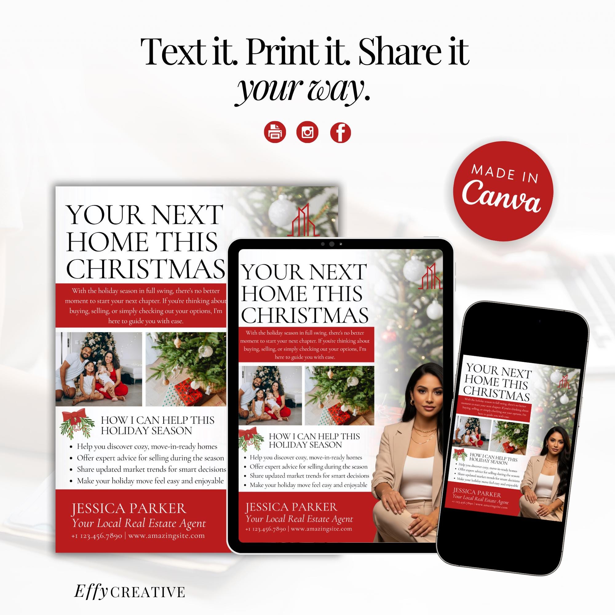 Real Estate Holiday Flyer Template | Printable Realtor Christmas ...