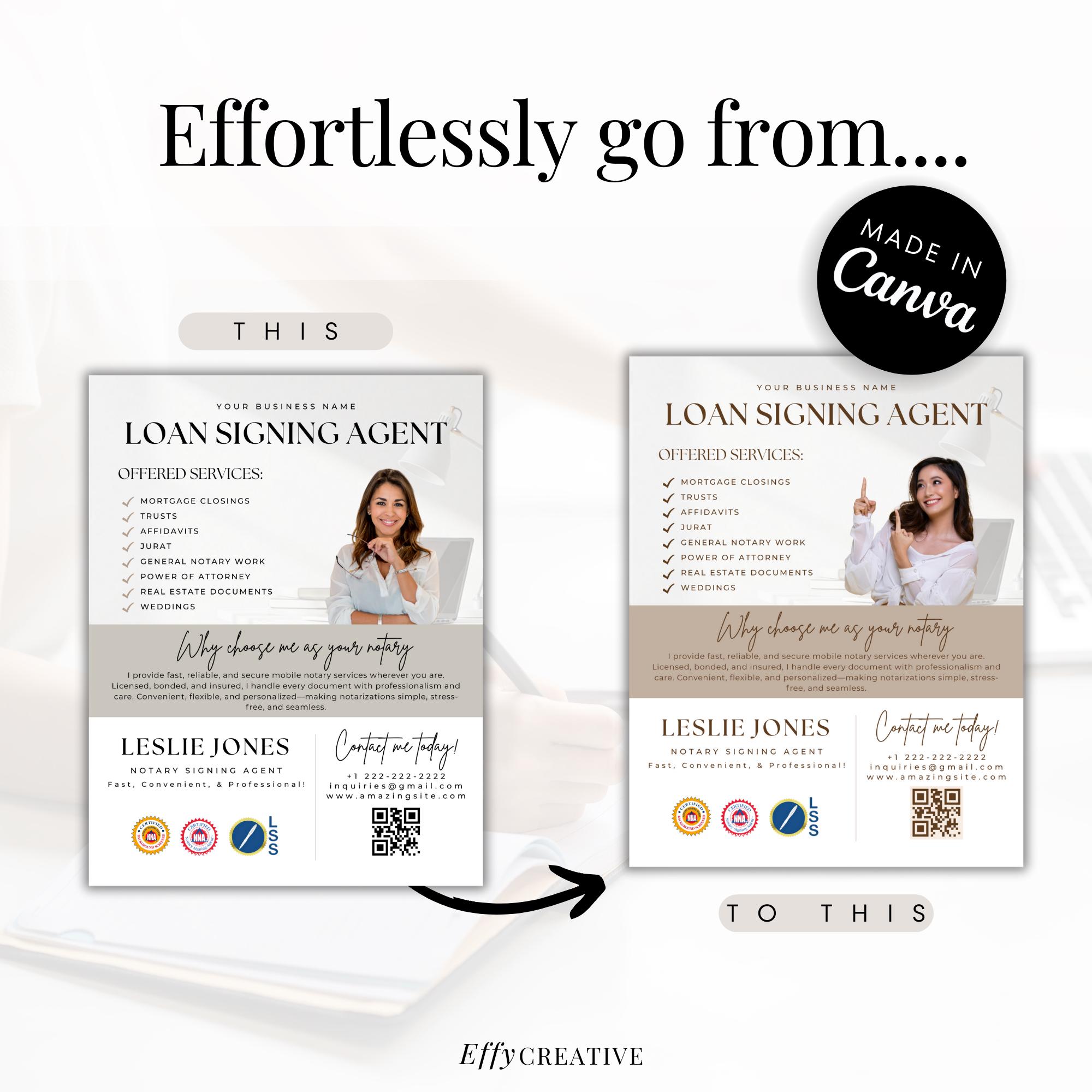 Notary Marketing Flyer Template | Loan Signing Agent Brochure ...