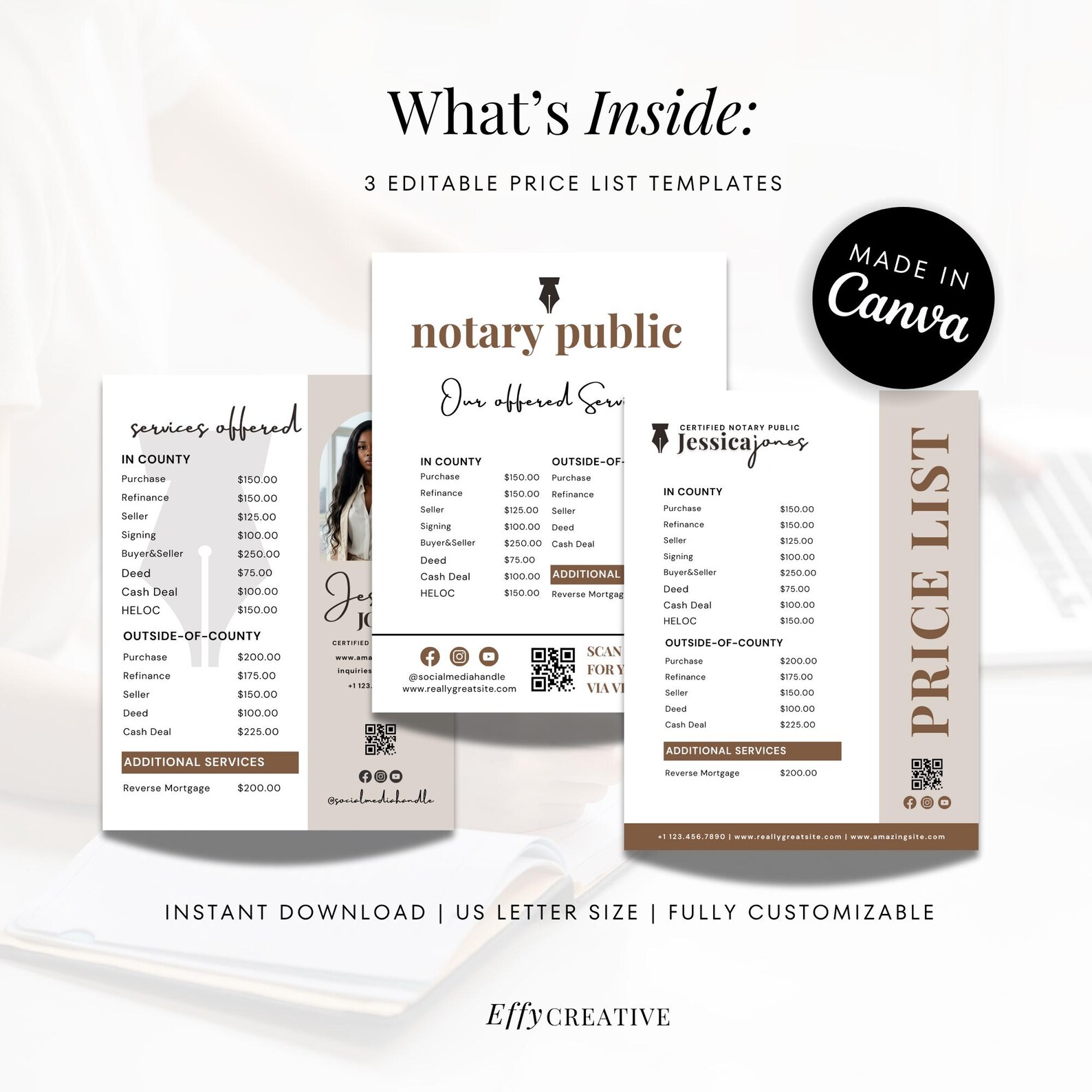 Notary Price List Template: Loan Signing Agent Fee Sheet (canva ...