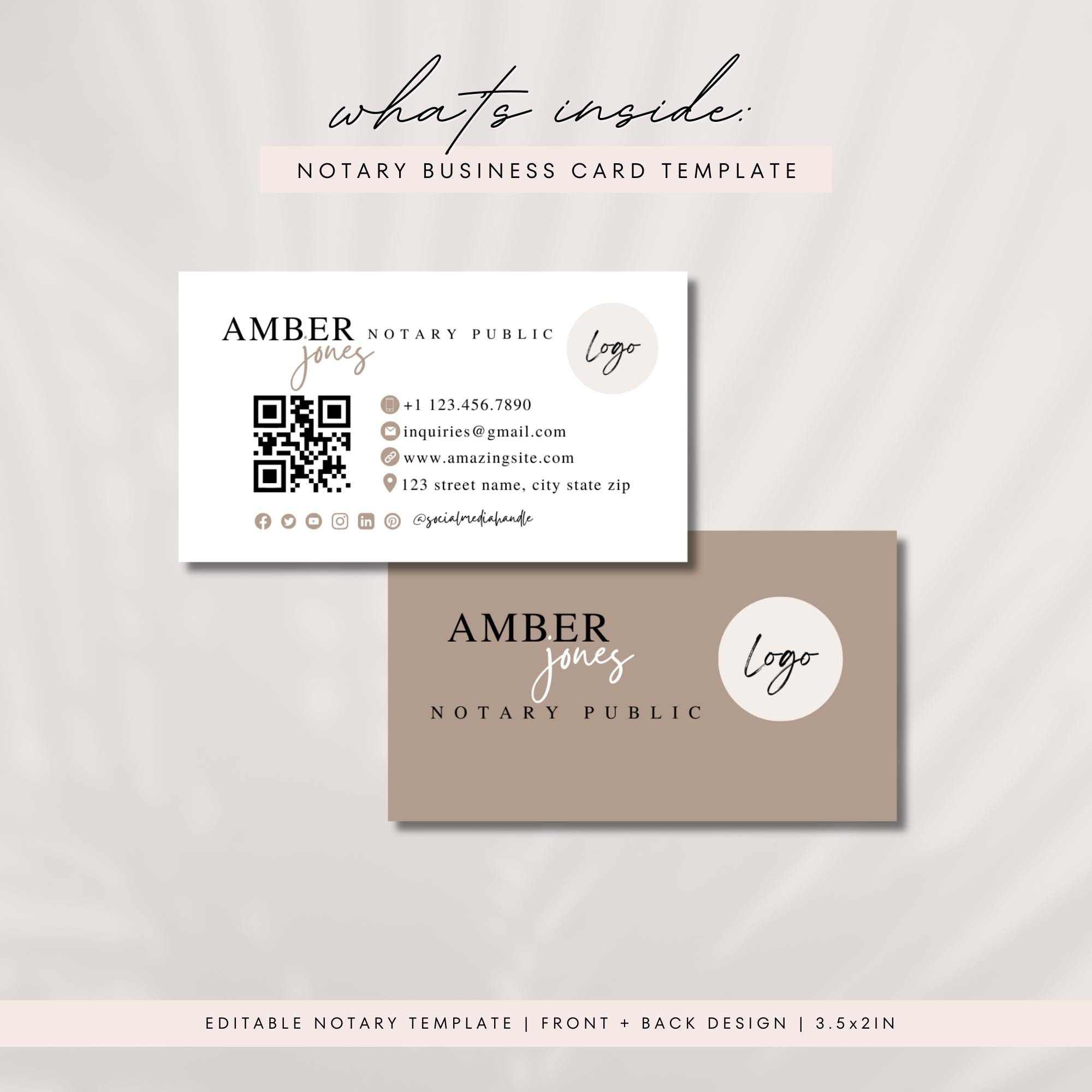 Notary Business Card Template: Modern Canva Design (DIY Printable) - Etsy