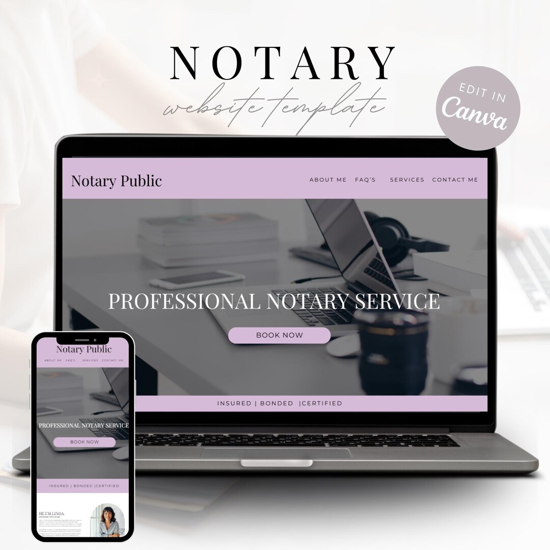 Notary Canva Website Template for Notaries Loan Signing Agents and ...