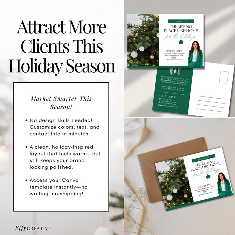 Real Estate Holiday Postcard | Realtor Editable Christmas Card for ...