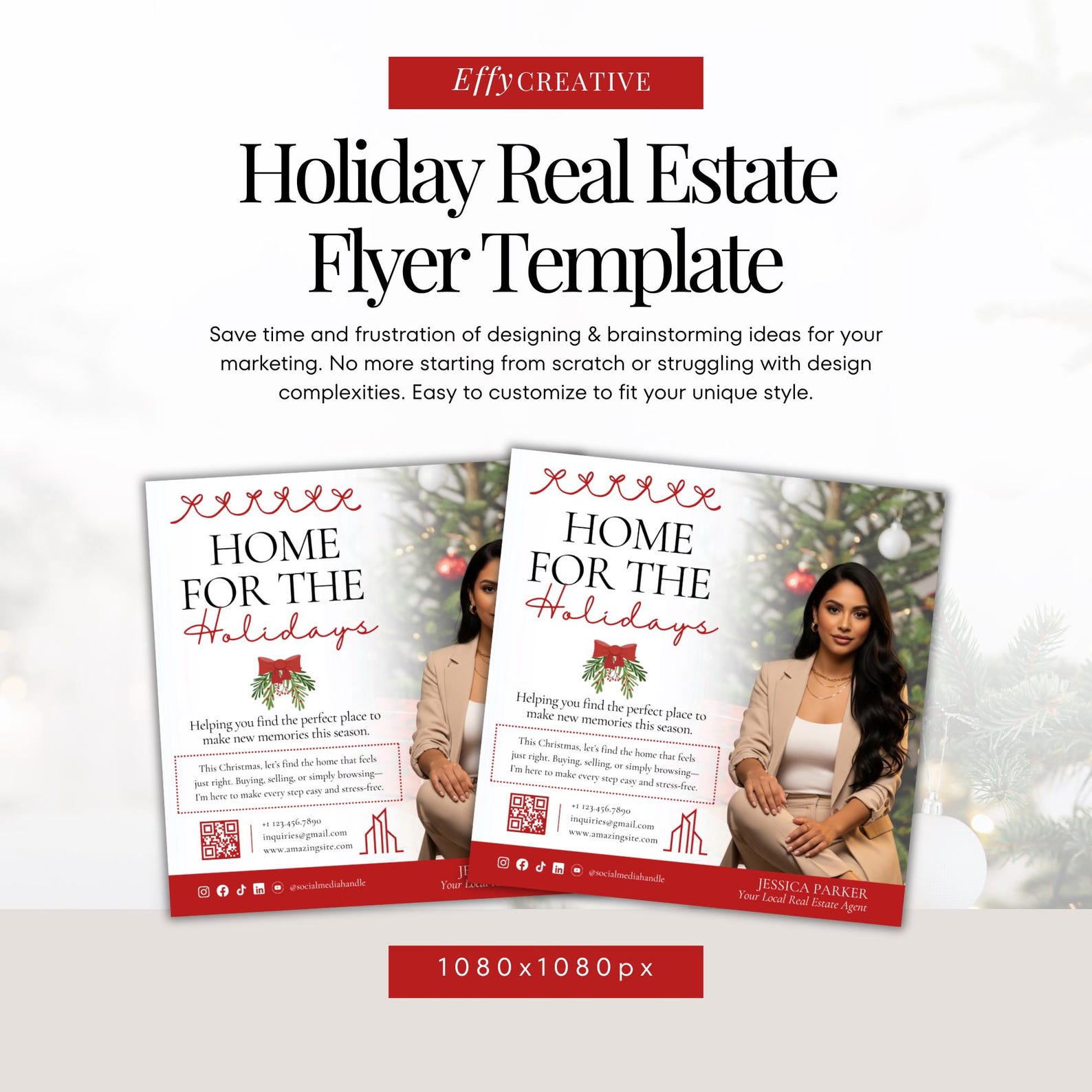 Real Estate Holiday Digital Flyer Template | Realtor Christmas Social ...