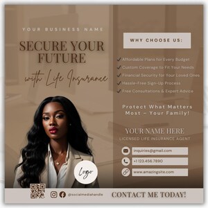 Life Insurance Agent Flyer Template: Editable Canva Design (digital) - Etsy