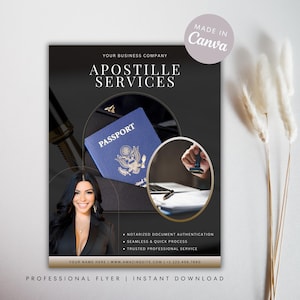 Apostille Services Flyer Template: Notary Agent Canva Design (DIY) - Etsy