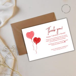 Valentines Day Thank You Card Template Editable Canva Business Thank ...