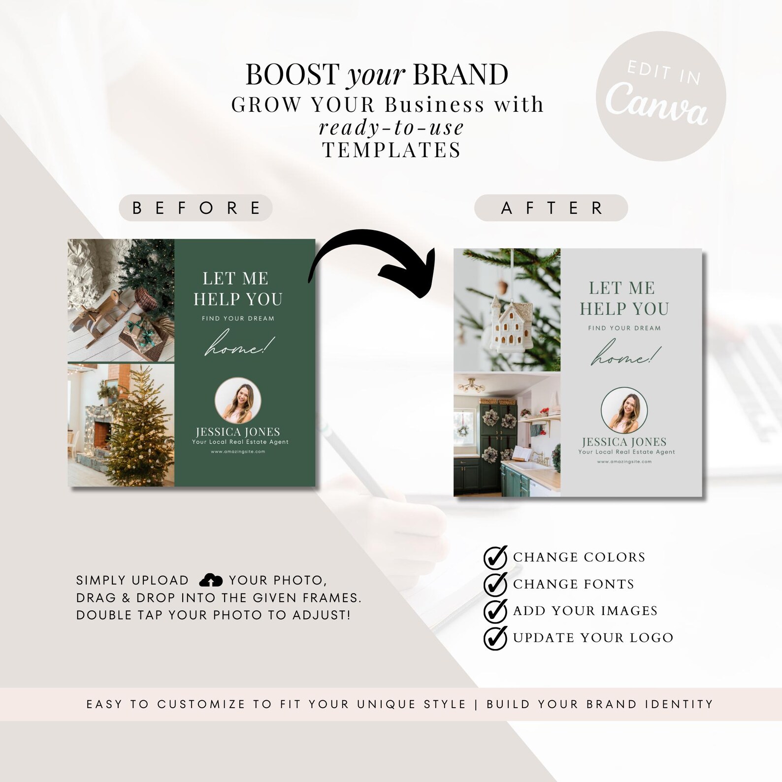 Real Estate Holiday Social Media Templates Canva Editable Realtor Posts ...