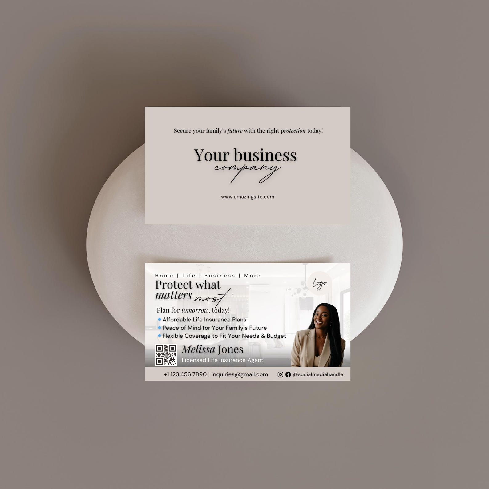 Life Insurance Agent Business Card Template: Editable Canva Design - Etsy