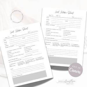 Printable Lead Intake Form for Realtors & Service Professionals | Client Information Sheet | US ...