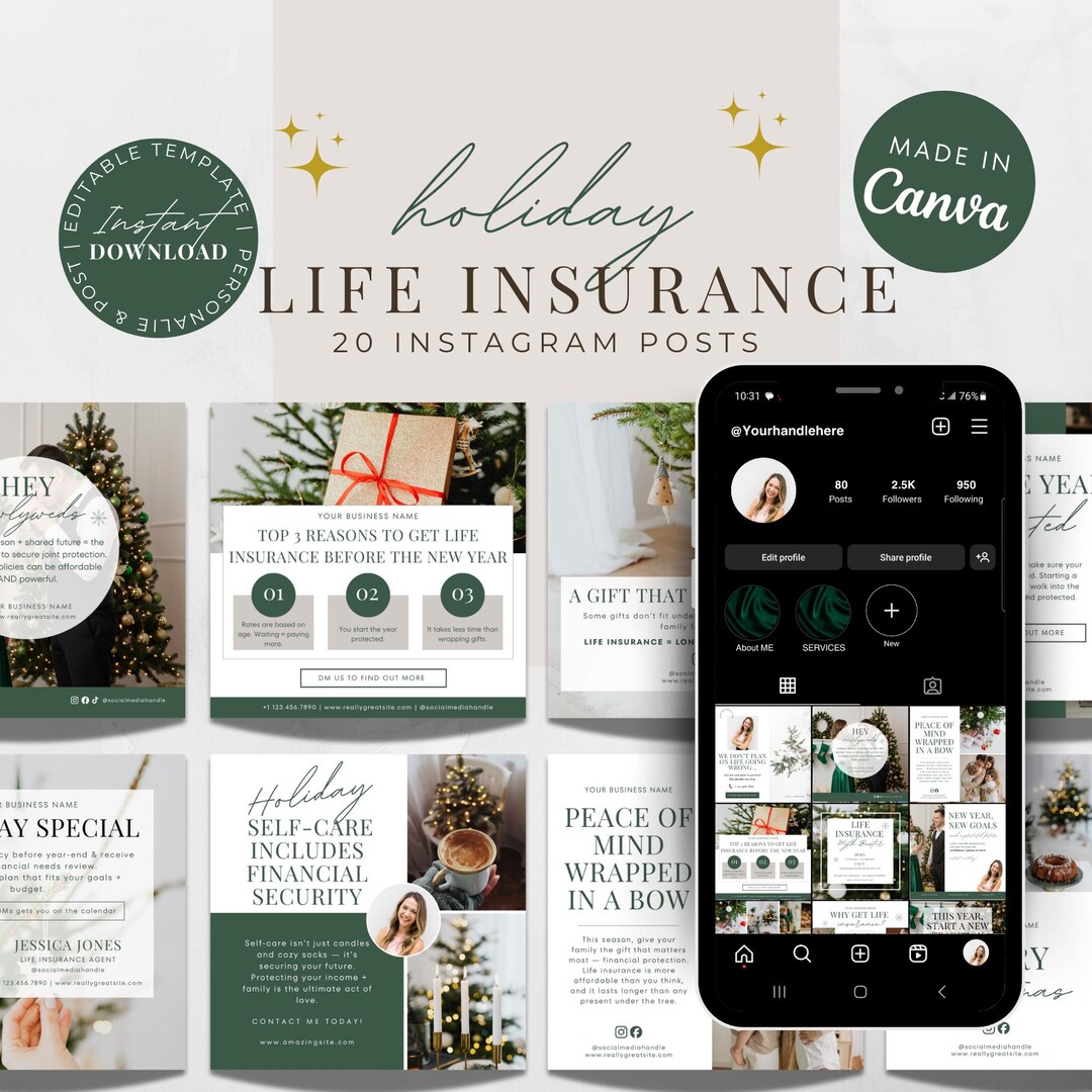 Christmas Life Insurance Holiday Social Media Templates | Financial ...
