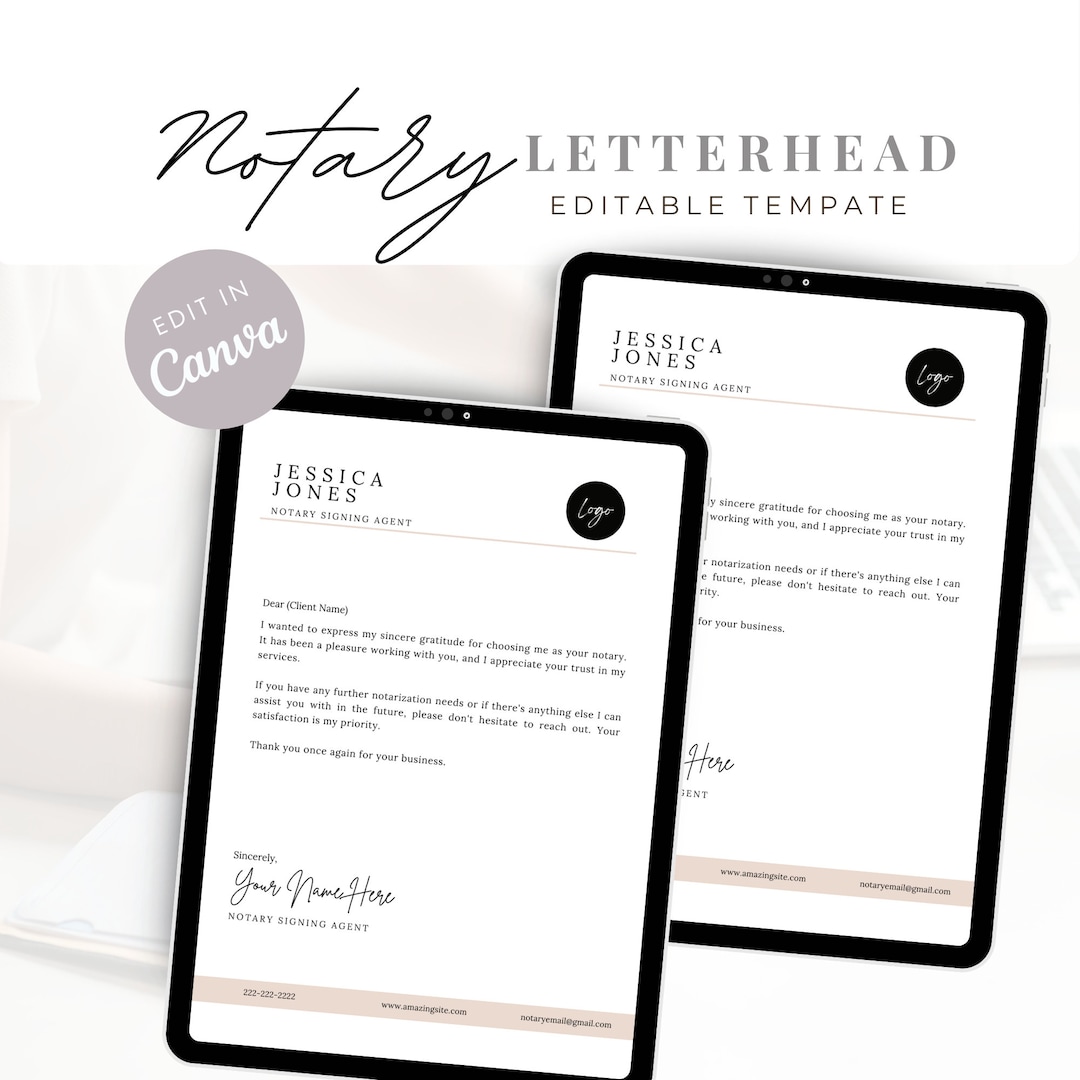 Notary Letterhead Template, Loan Signing Agent Flyer, Notary Marketing ...
