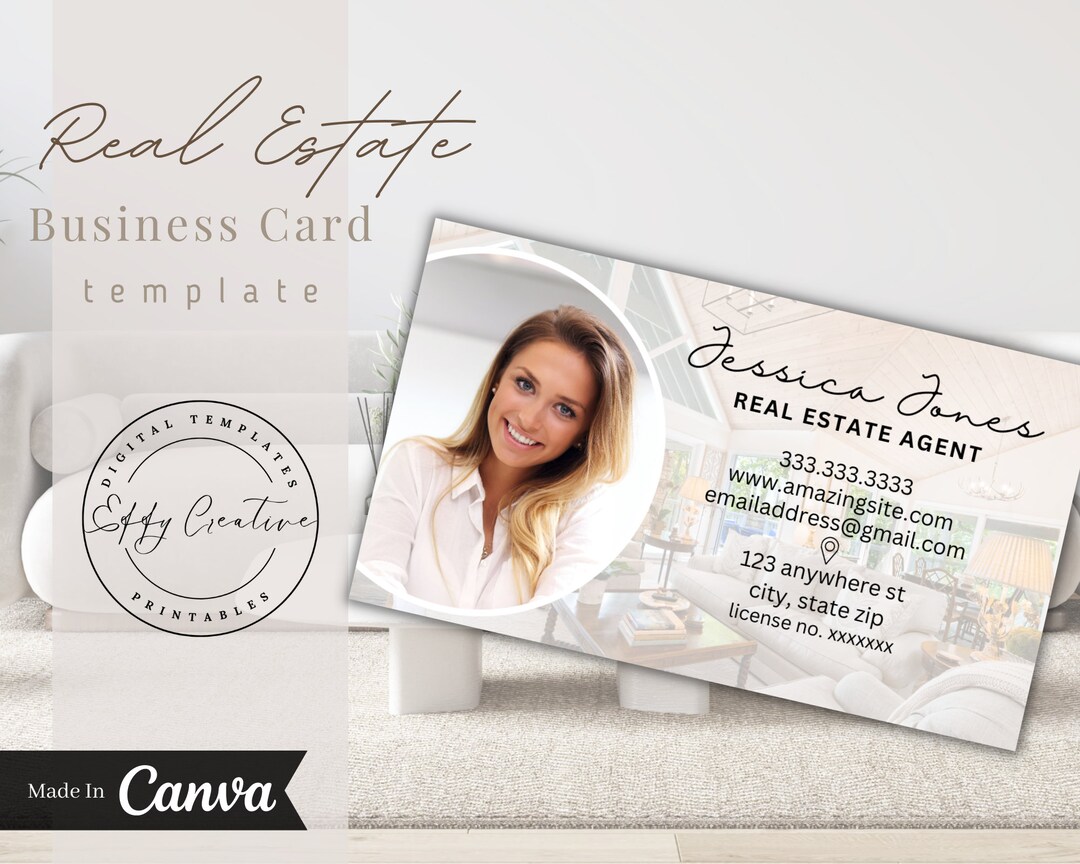 Real Estate Agent Business Card Template Modern Realtor - Etsy