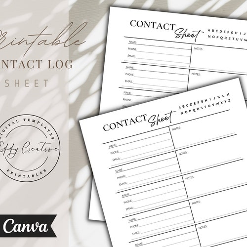 Editable Contact List Printable Fillable Address Book - Etsy