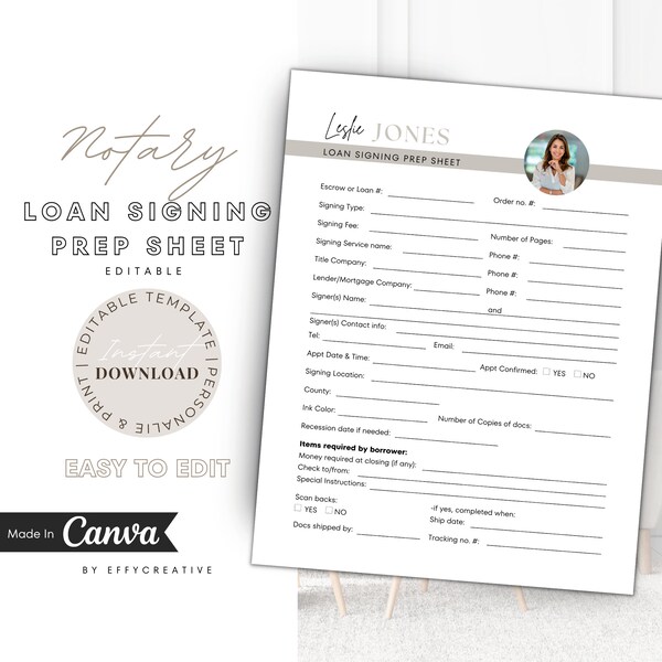 Notary Loan Signing Prep Sheets - Etsy