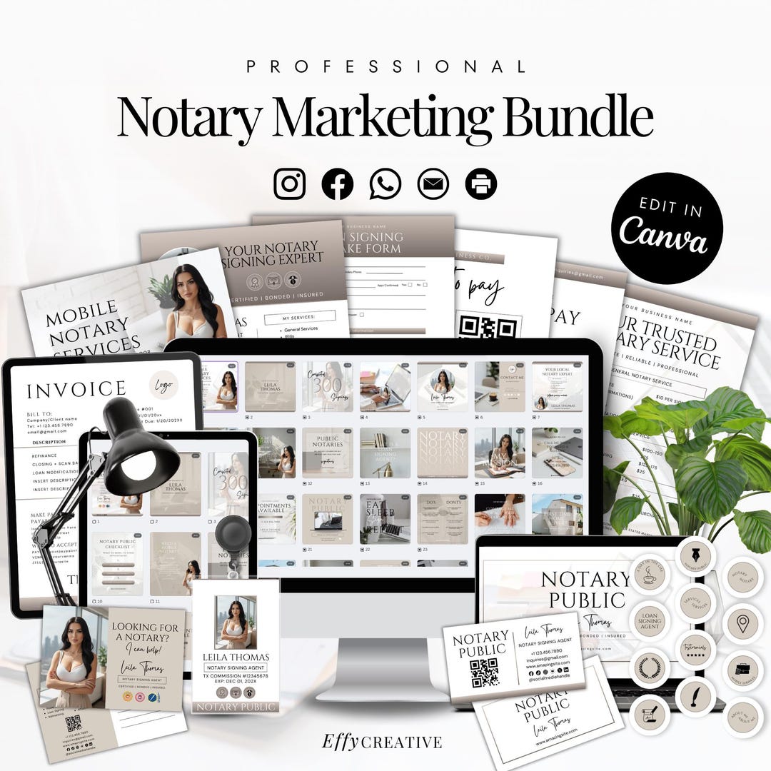 Notary Marketing Starter Kit | Editable Canva Flyer Templates, Business ...