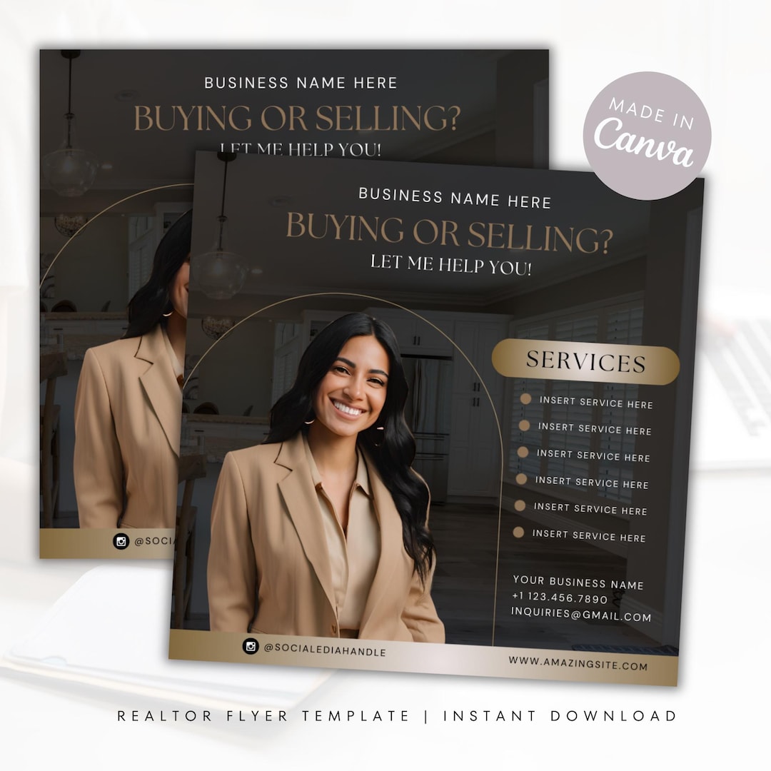 Realtor Flyer Template: Buying or Selling Real Estate (canva DIY) - Etsy