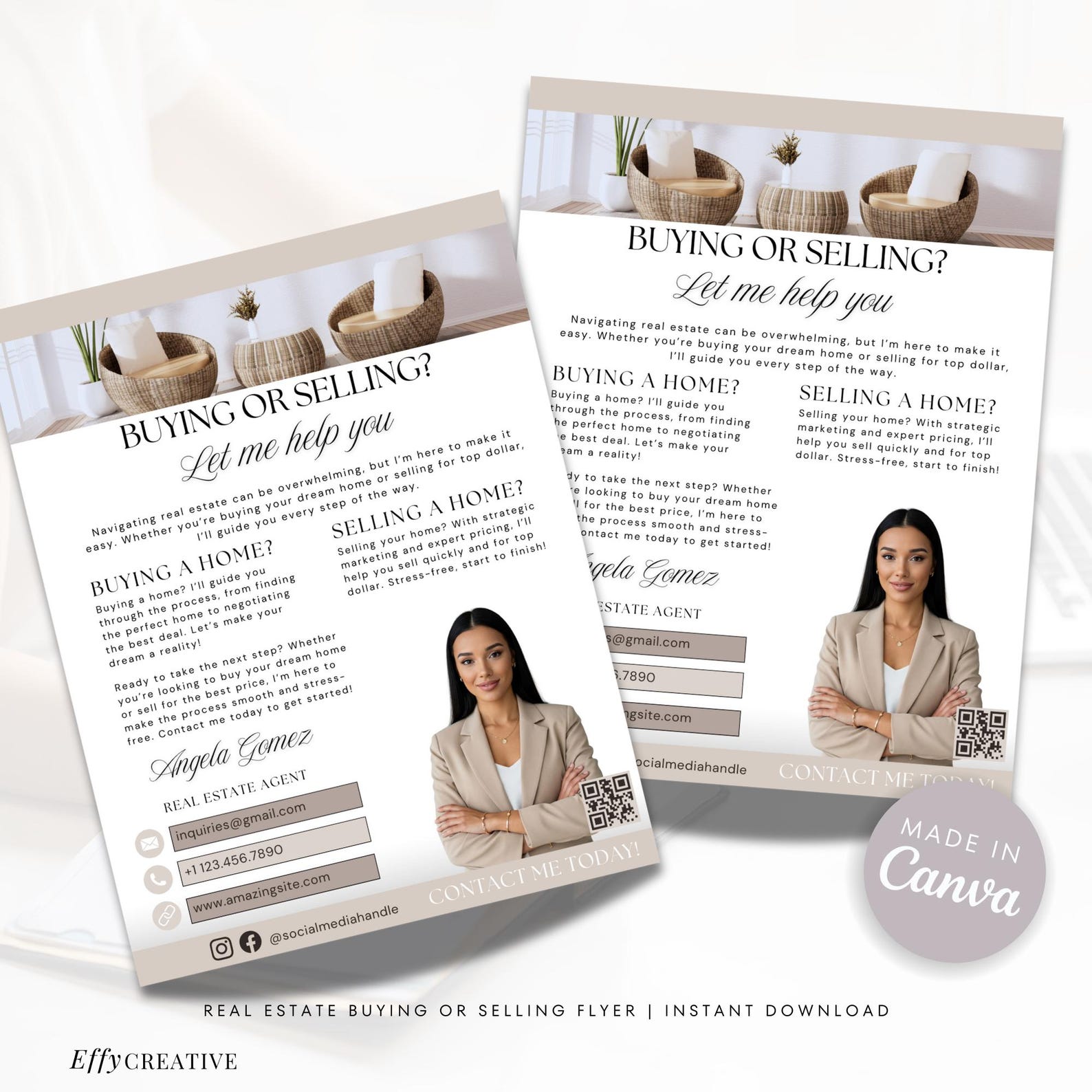 Realtor Flyer Template: Buying or Selling Real Estate (DIY Canva) - Etsy