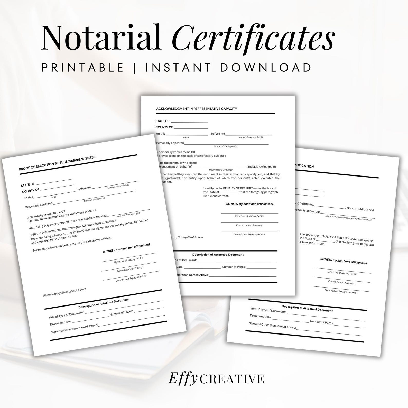 Notary Certificate Templates (6-pack) | Acknowledgment, Jurat ...