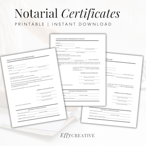 Notary Certificate Templates (6-pack) | Acknowledgment, Jurat ...