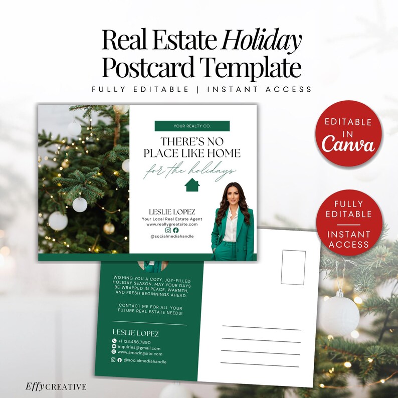 Real Estate Holiday Postcard | Realtor Editable Christmas Card for ...