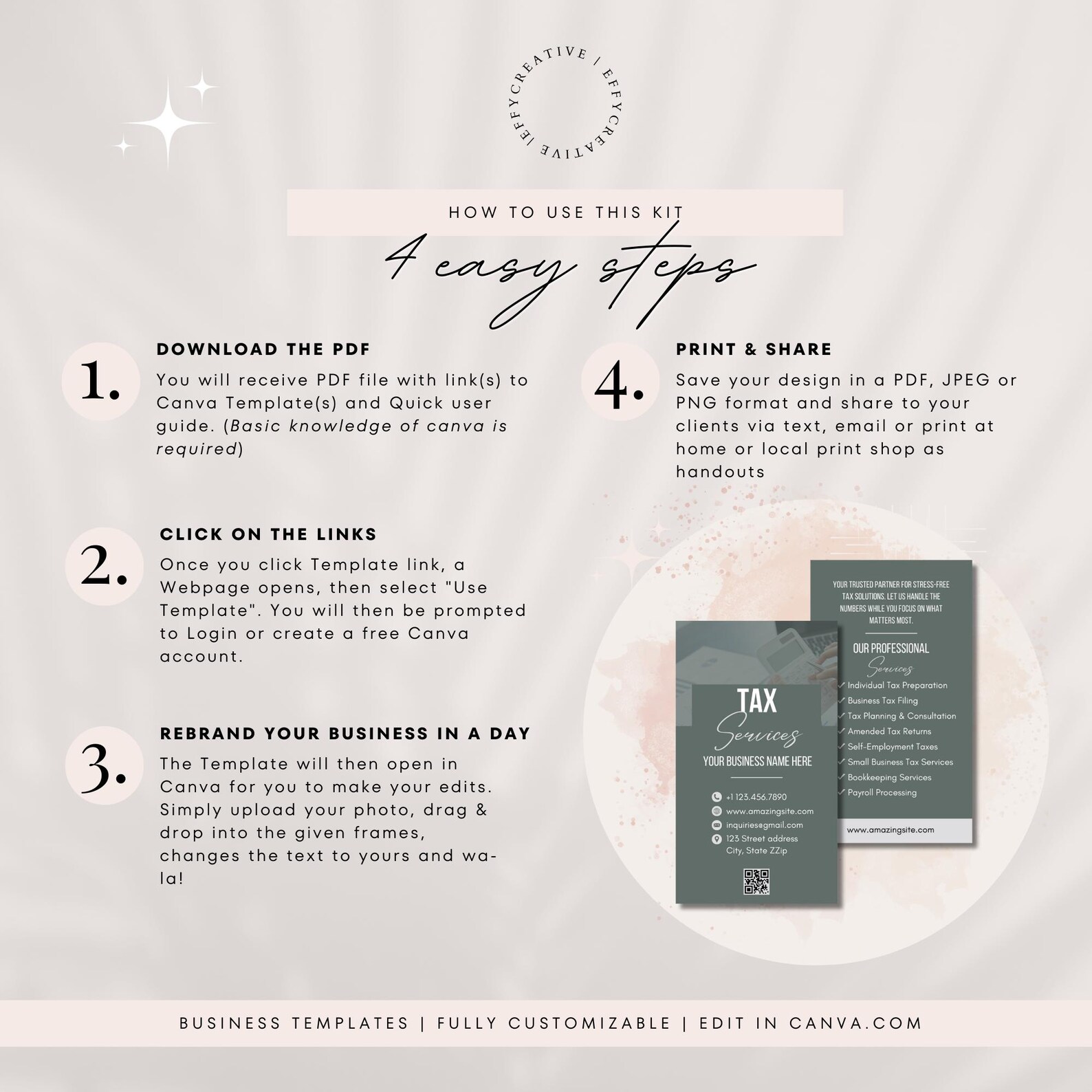 Tax Services Business Card Template: Editable Canva Design - Etsy
