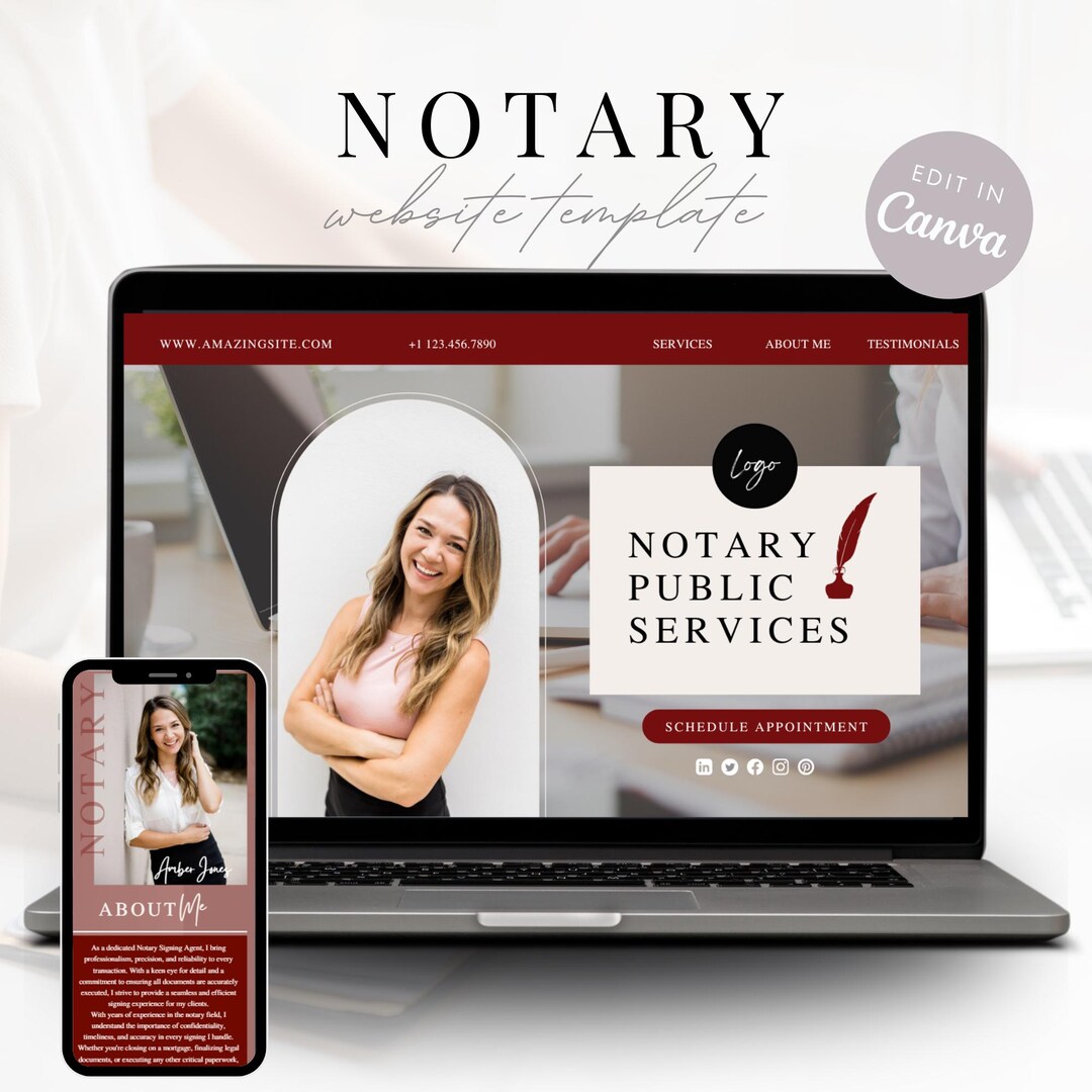 Notary Canva Website Template for Notaries Loan Signing Agents and ...