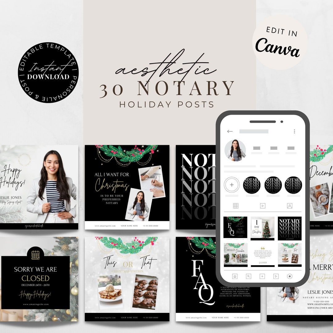 Notary Christmas Posts, Notary Social Media Templates, Notary Marketing ...