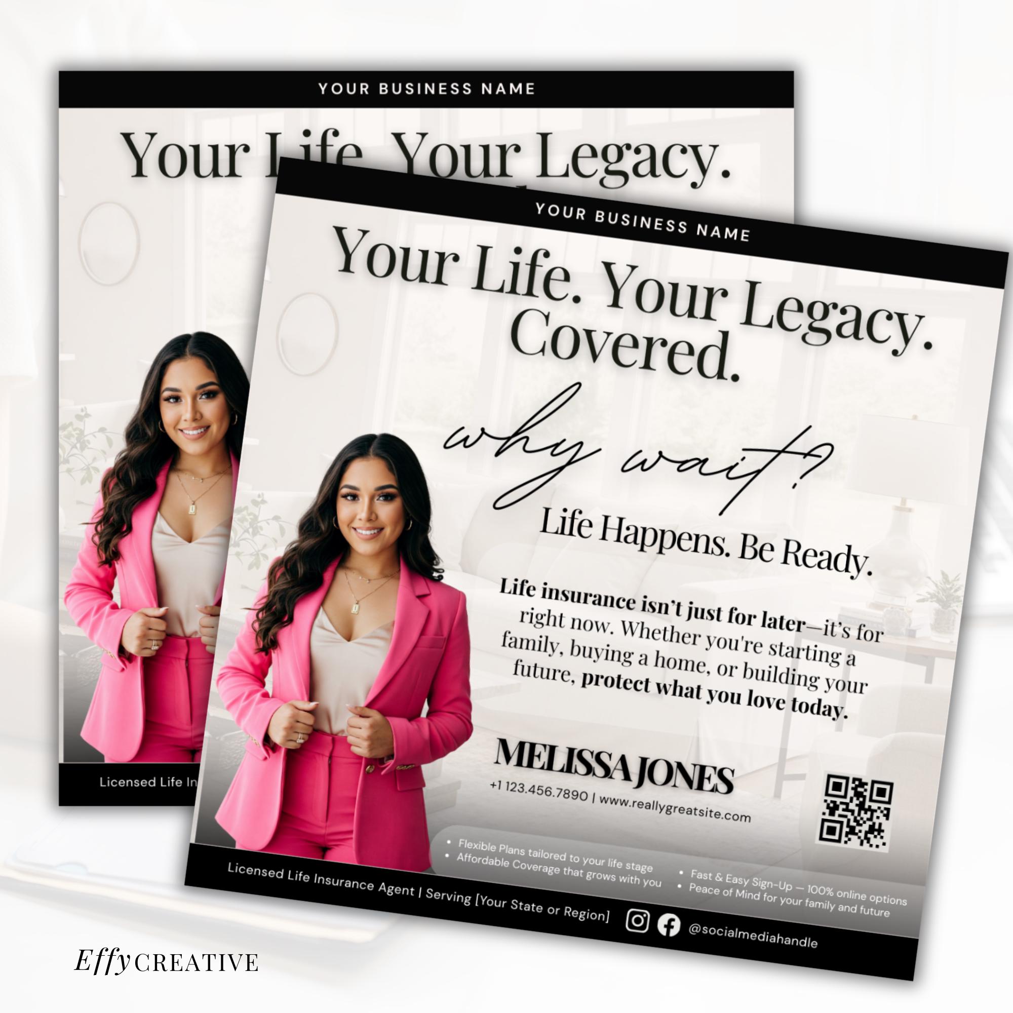 Life Insurance Agent Flyer | Insurance Instagram Posts | Editable Canva ...