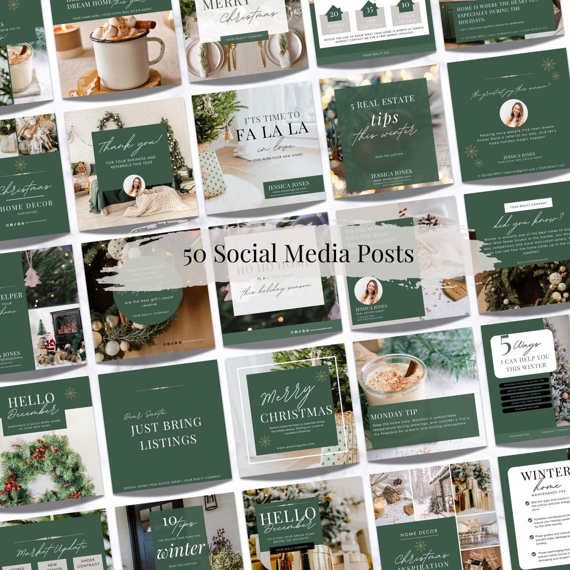 Real Estate Holiday Social Media Templates Canva Editable Realtor Posts ...