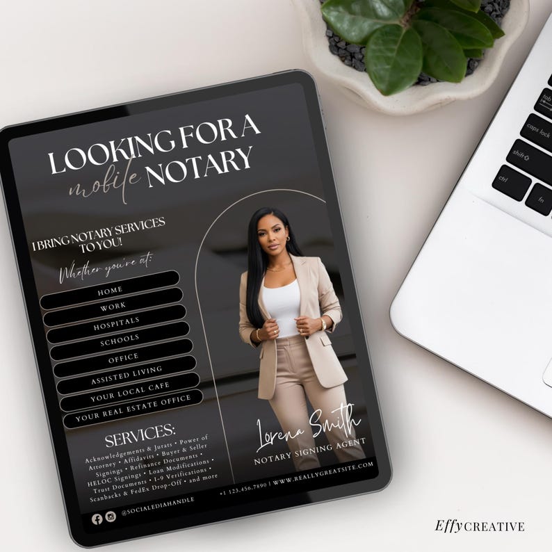 Notary Service Flyer Template: Loan Signing Agent Marketing (digital ...