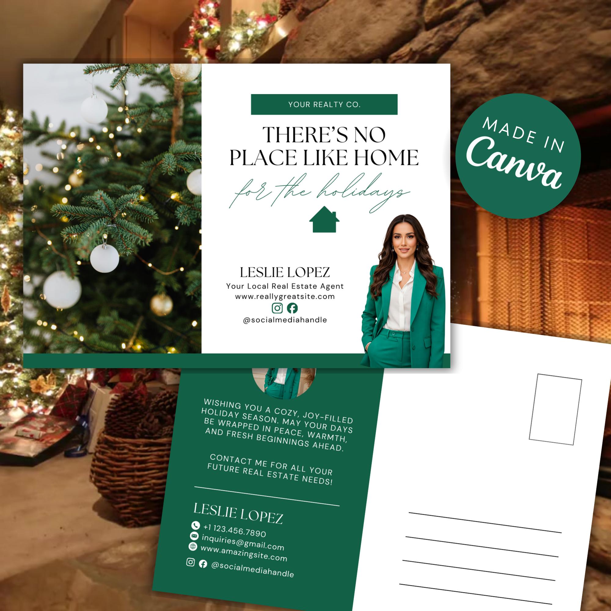 Real Estate Holiday Postcard | Realtor Editable Christmas Card for ...
