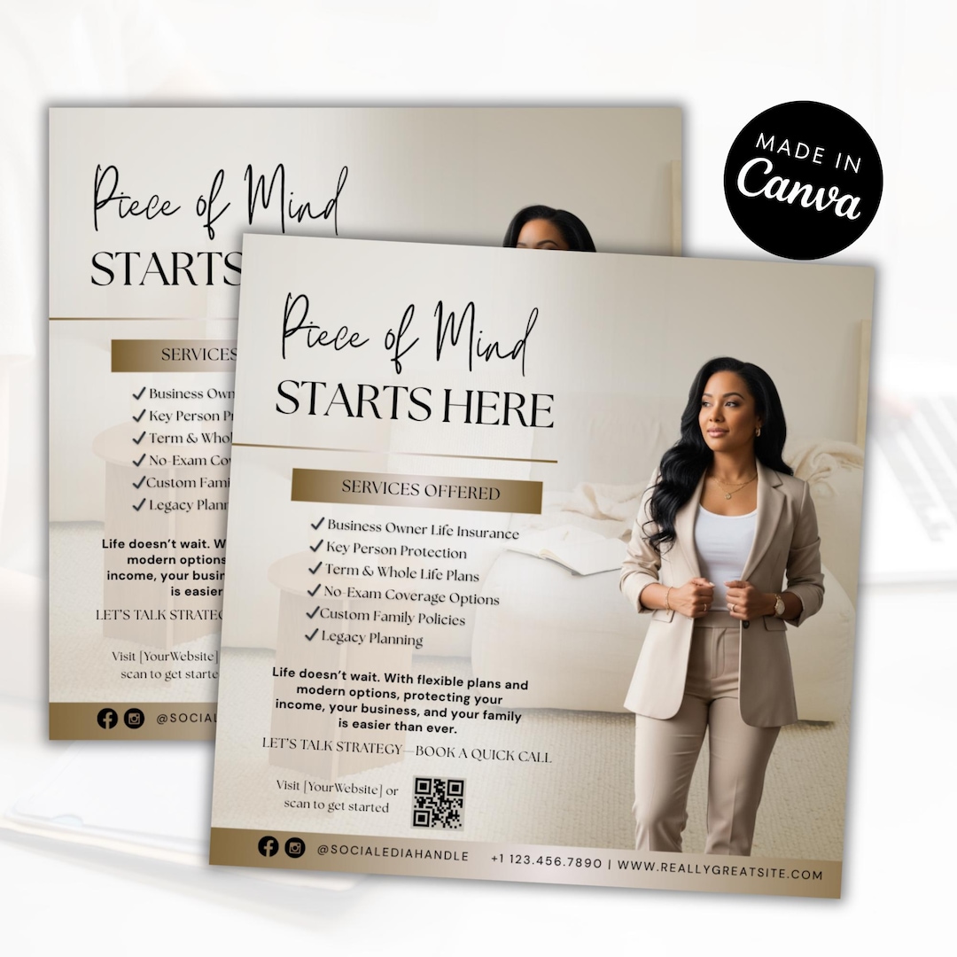 Life Insurance Agent Flyer Template: Editable Canva Design (digital ...