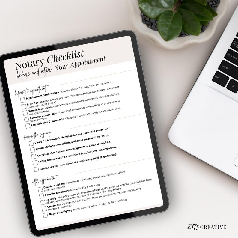 Notary Loan Signing Checklist: Customizable Agent Guide (PDF) - Etsy