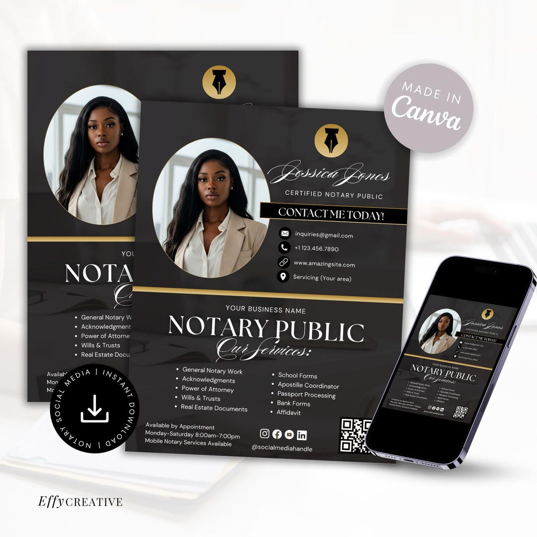 Notary Service Flyer Template: Mobile Notary, Loan Signing Agent ...