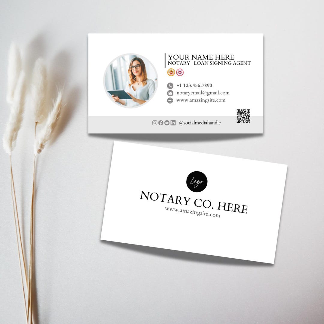 Notary Business Card Template: Modern Design (canva Editable, Digital ...