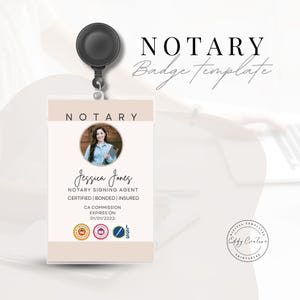 Notary ID Badge Template, Notary Badge, Notary Canva Templates, Loan ...