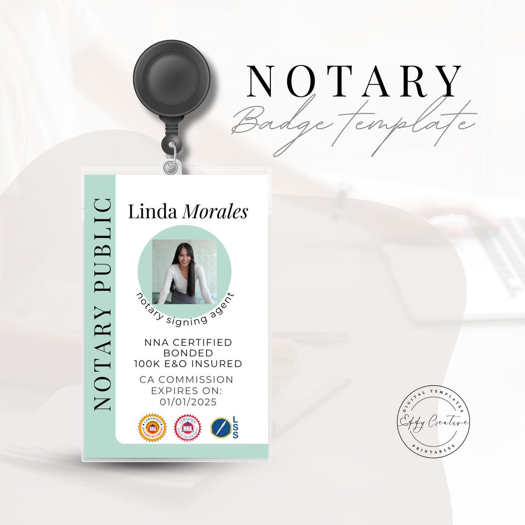 Notary ID Badge Template for Canva Customizable Badge for Notaries ...