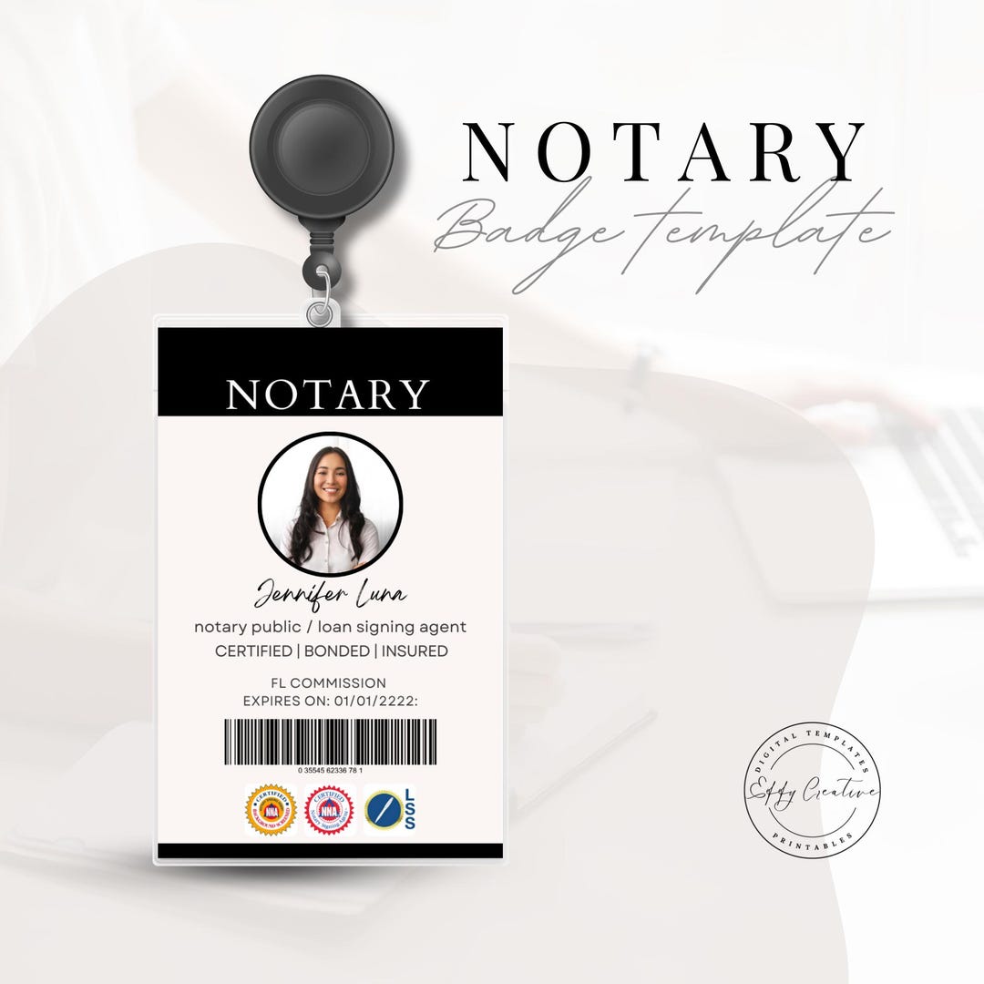 Notary ID Badge Template for Canva | Customizable Badge for Notaries ...