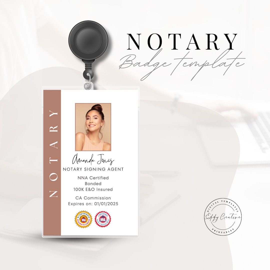 Notary ID Badge Template for Canva | Customizable Badge for Notaries ...