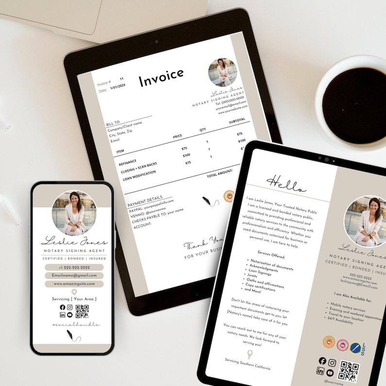 Notary Marketing Template Bundle: Canva Editable Starter Kit (digital ...