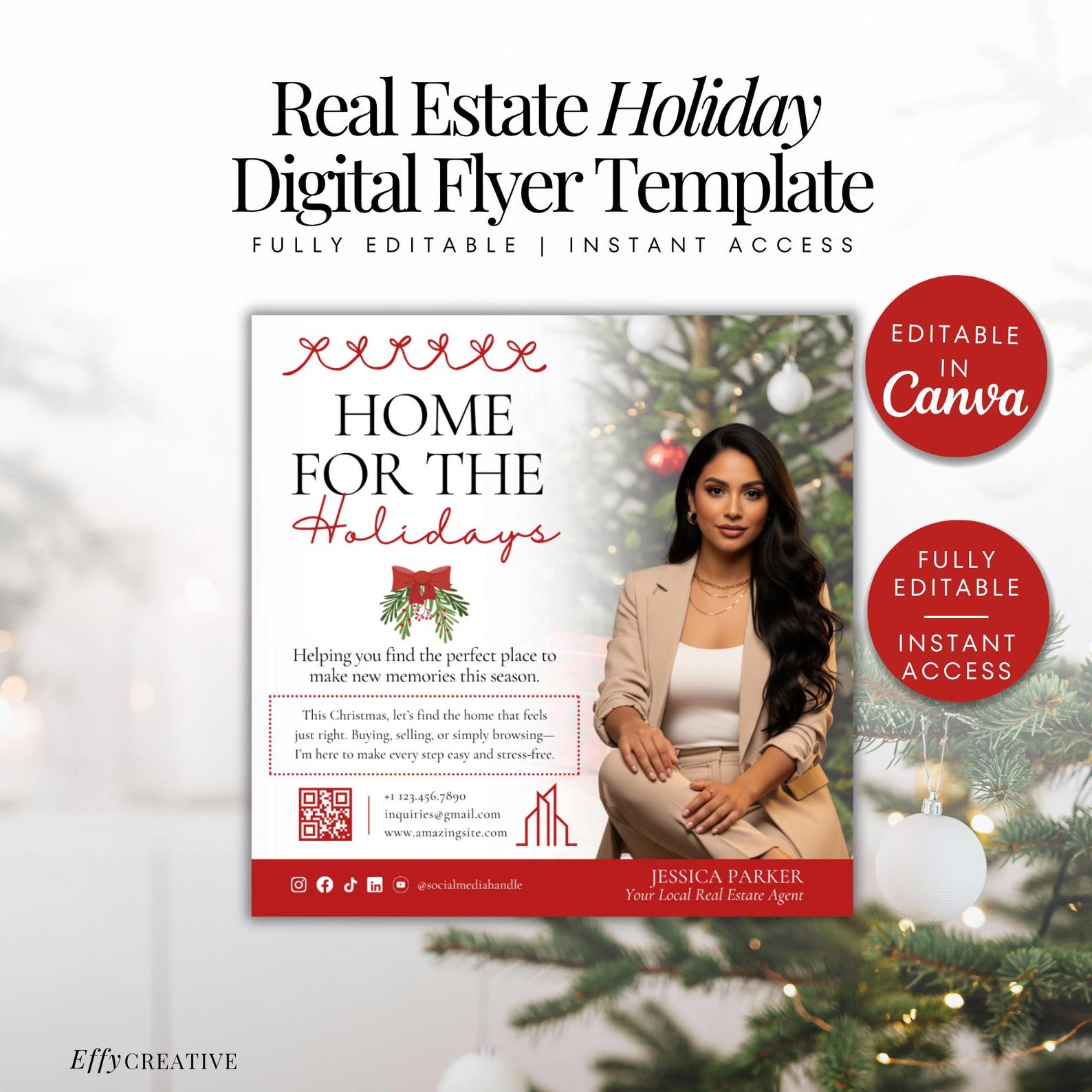 Real Estate Holiday Digital Flyer Template | Realtor Christmas Social ...