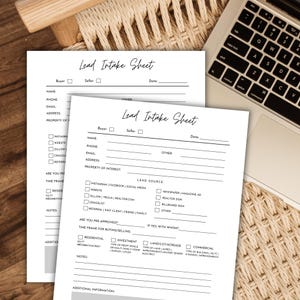 Printable Lead Intake Form for Realtors & Service Professionals ...