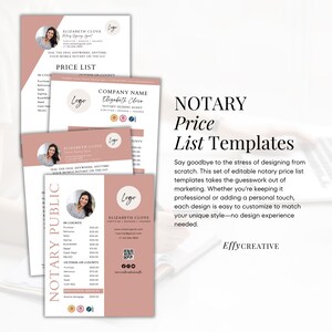 Notary Price List Template Editable Canva Notary Templates Loan Signing ...