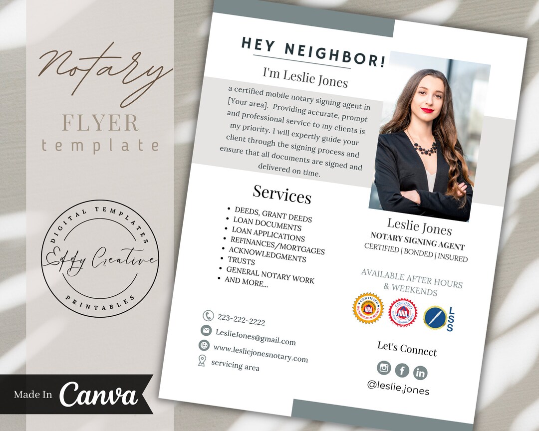 Notary Marketing Flyer Notary Introduction Flyer Notary - Etsy
