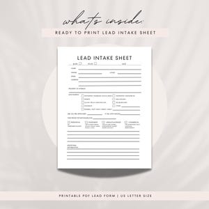 Printable Lead Intake Form for Realtors & Service Professionals ...