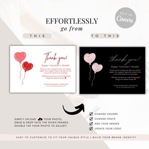 Valentines Day Thank You Card Template Editable Canva Business Thank ...