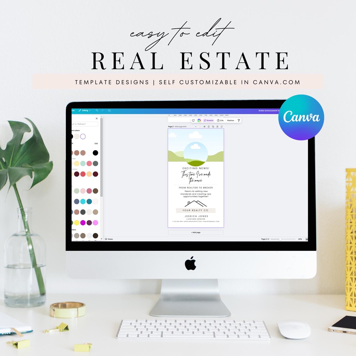 Real Estate Broker Announcement: Canva Template (digital Download) - Etsy