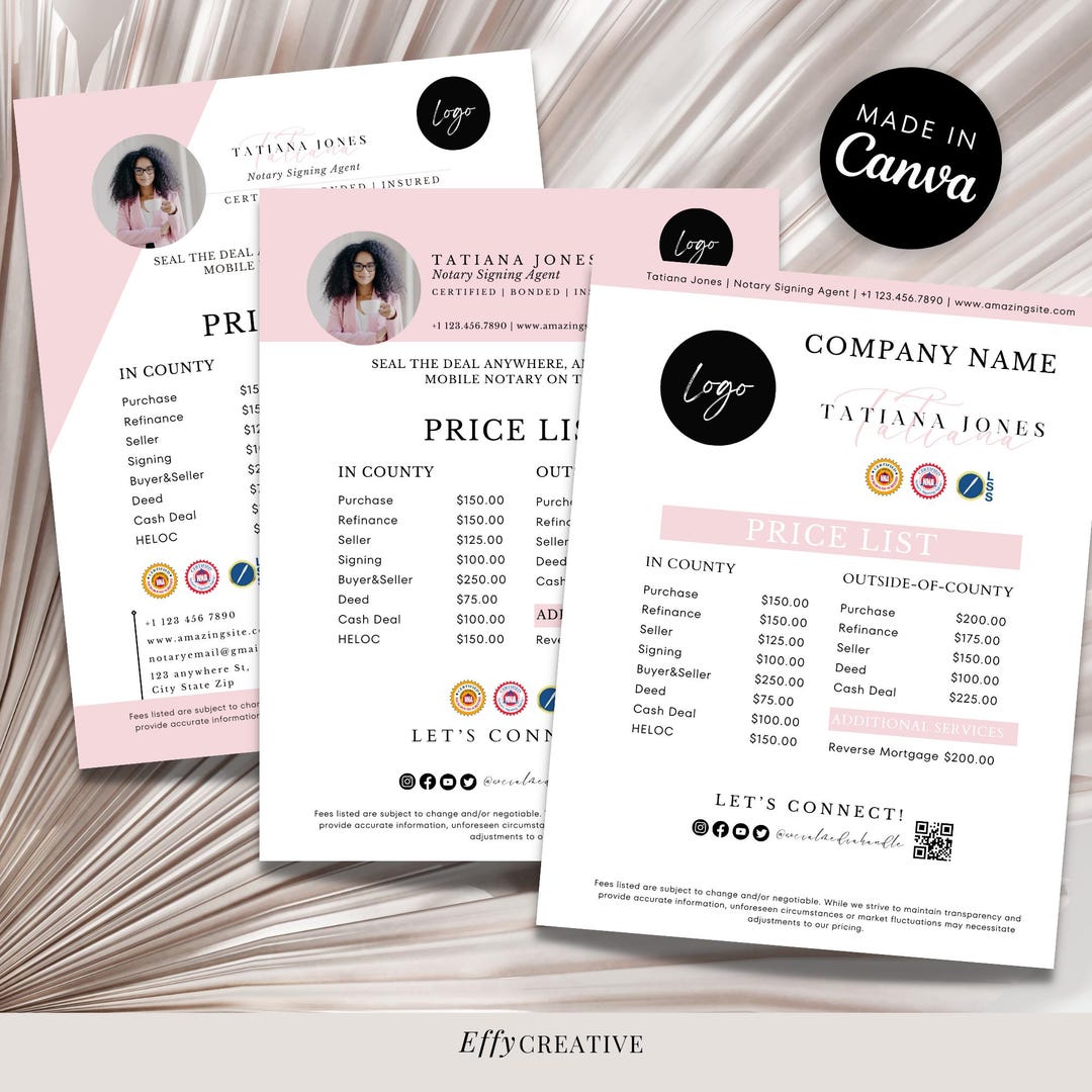 Notary Price List, Loan Signing Agent Price List, Notary Marketing ...